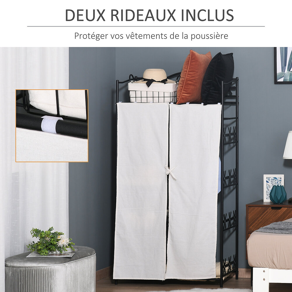 Armoire penderie multi-rangement - 5 étagères - dim. 84L x 42l x 158,5H ...
