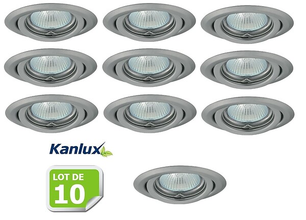 Lot de 10 Fixation de spot encastrable orientable chrome matt D99mm ...