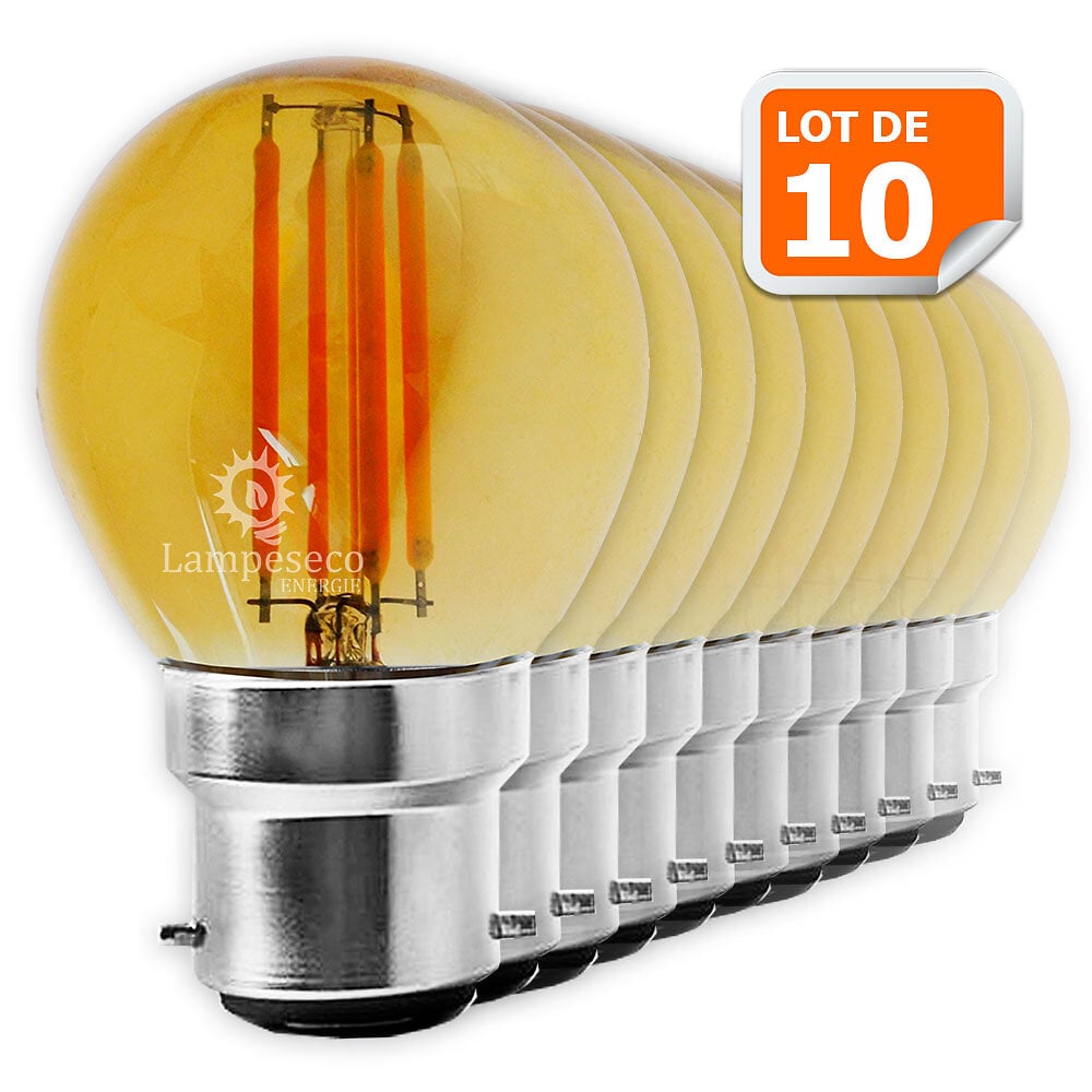 Lot de 10 Ampoules Led Filament forme G45 4 Watt (éq 42 watts) Culot B22 | Bricomarché