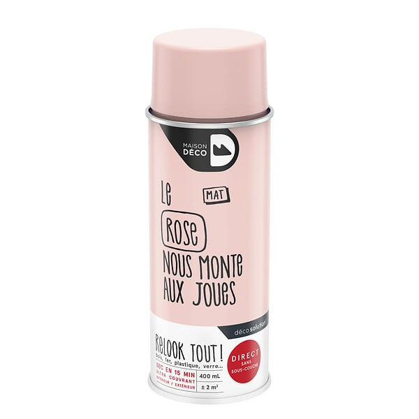 Peinture aérosol Relook Tout - Rose - Mat - 400ml MAISON DECO | Bricomarché