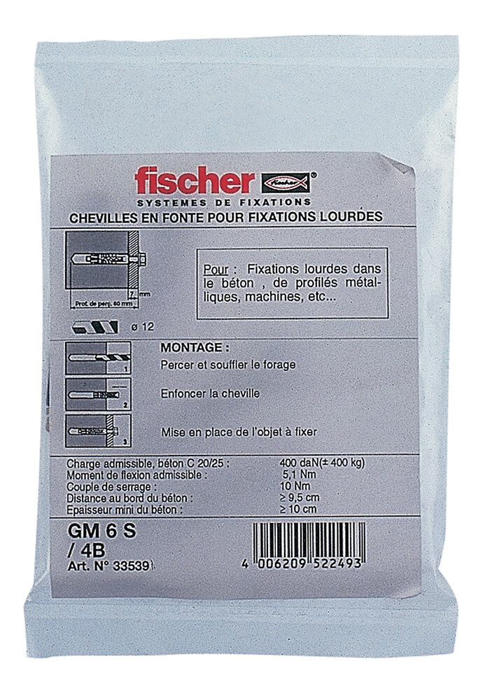 Cheville FISCHER GM 8 en fonte 6 mm / sachet de 4 | Bricorama