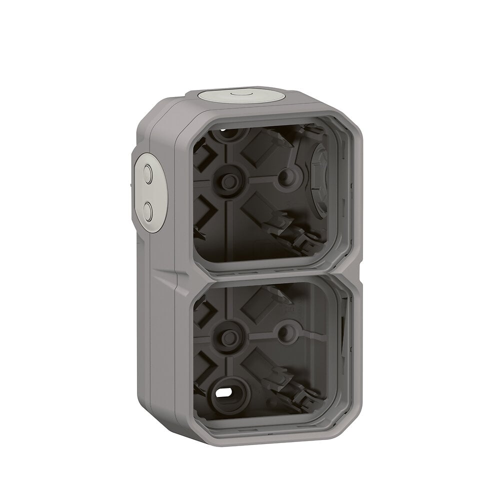 Plexo boitier 2 postes - gris | Bricorama