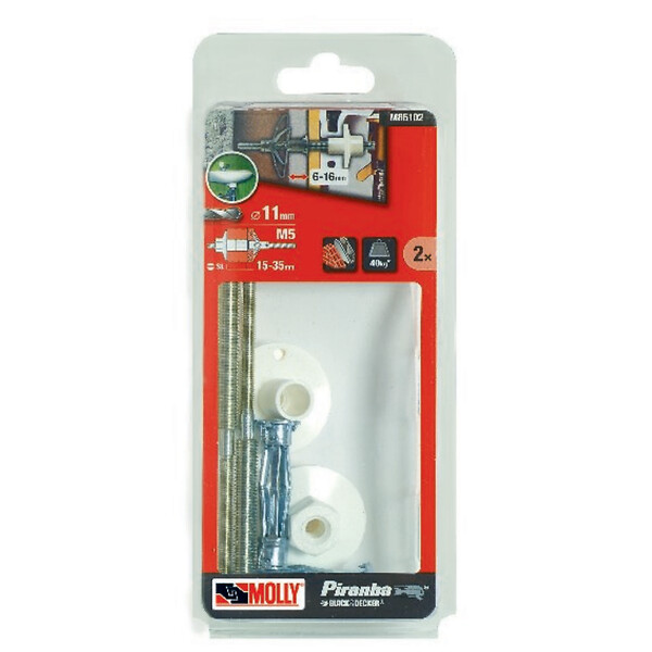 Goujons double filetage D8 x 110 mm 2 chevilles Molly métal | Bricorama