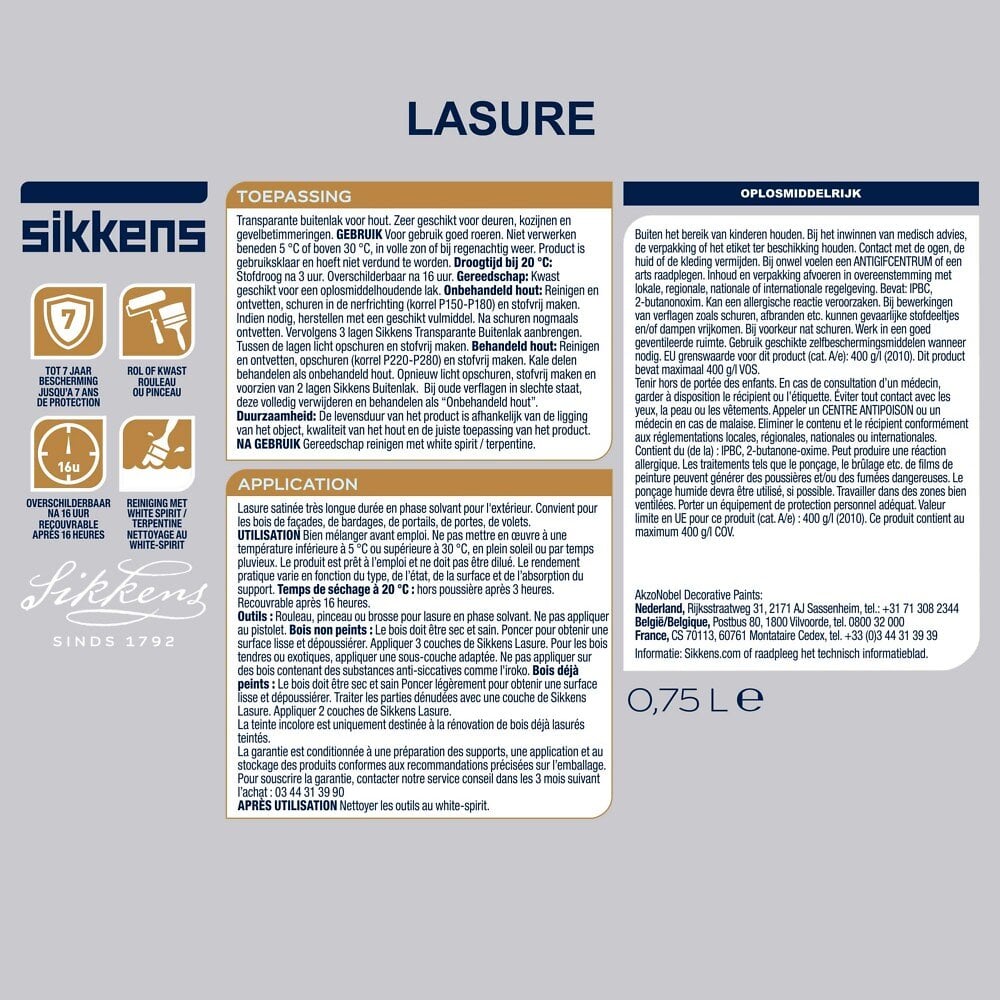 Lasure glycéro Satin Chêne Foncé 0.75 L | Bricomarché