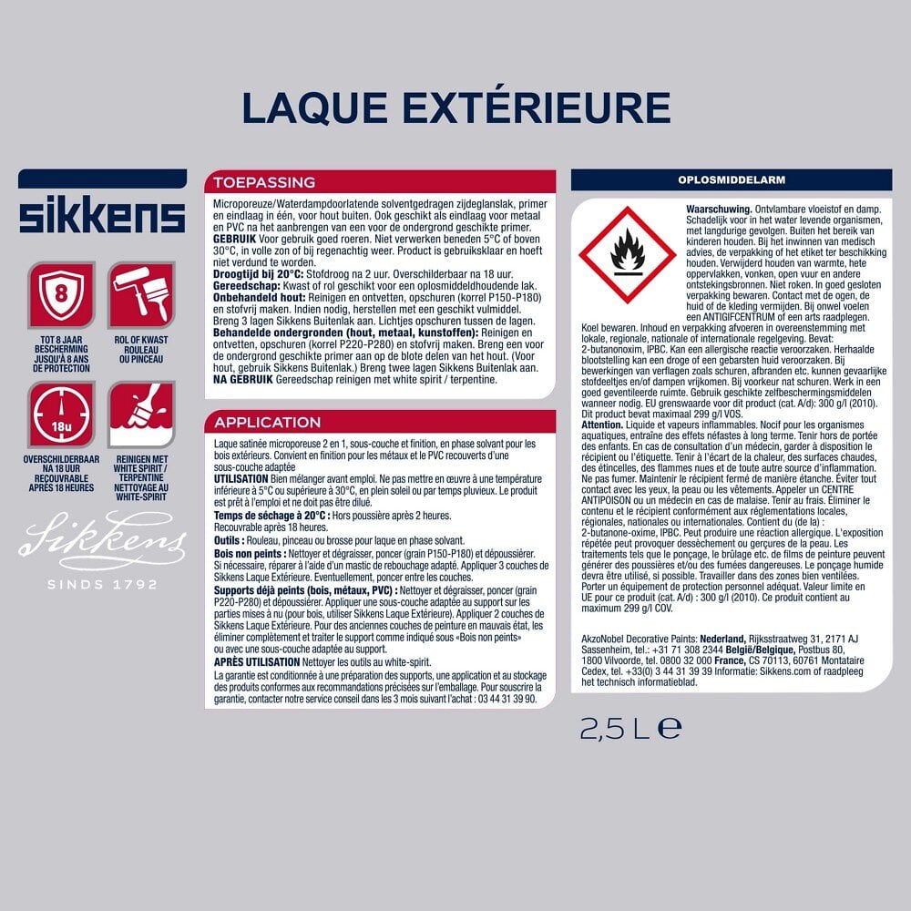 Peinture laque extérieur - Satin - Blanc - 2.5L | Bricomarché