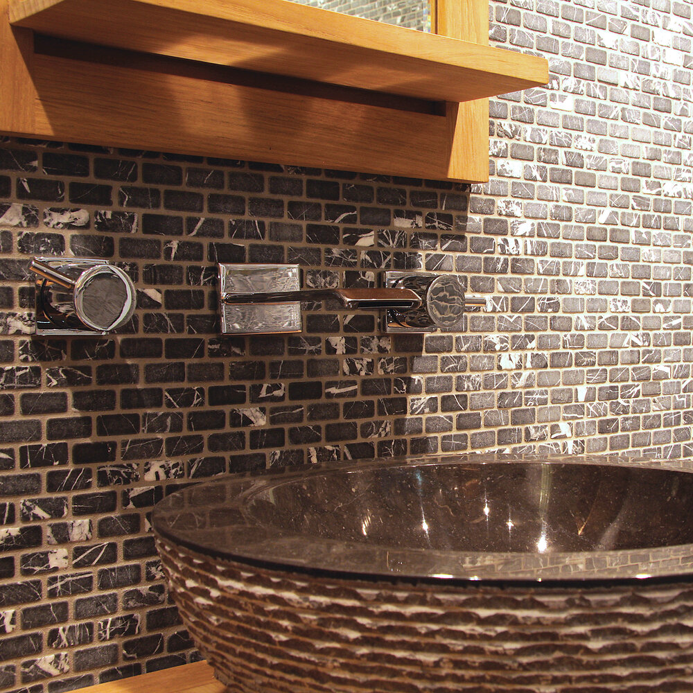 Mosaïque marbre marquina noir vieilli | Bricomarché