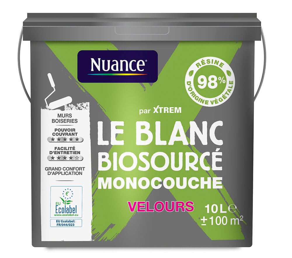 Peinture XTREM Biosourcée Monocouche - Blanc - Velours - 10L | Bricomarché