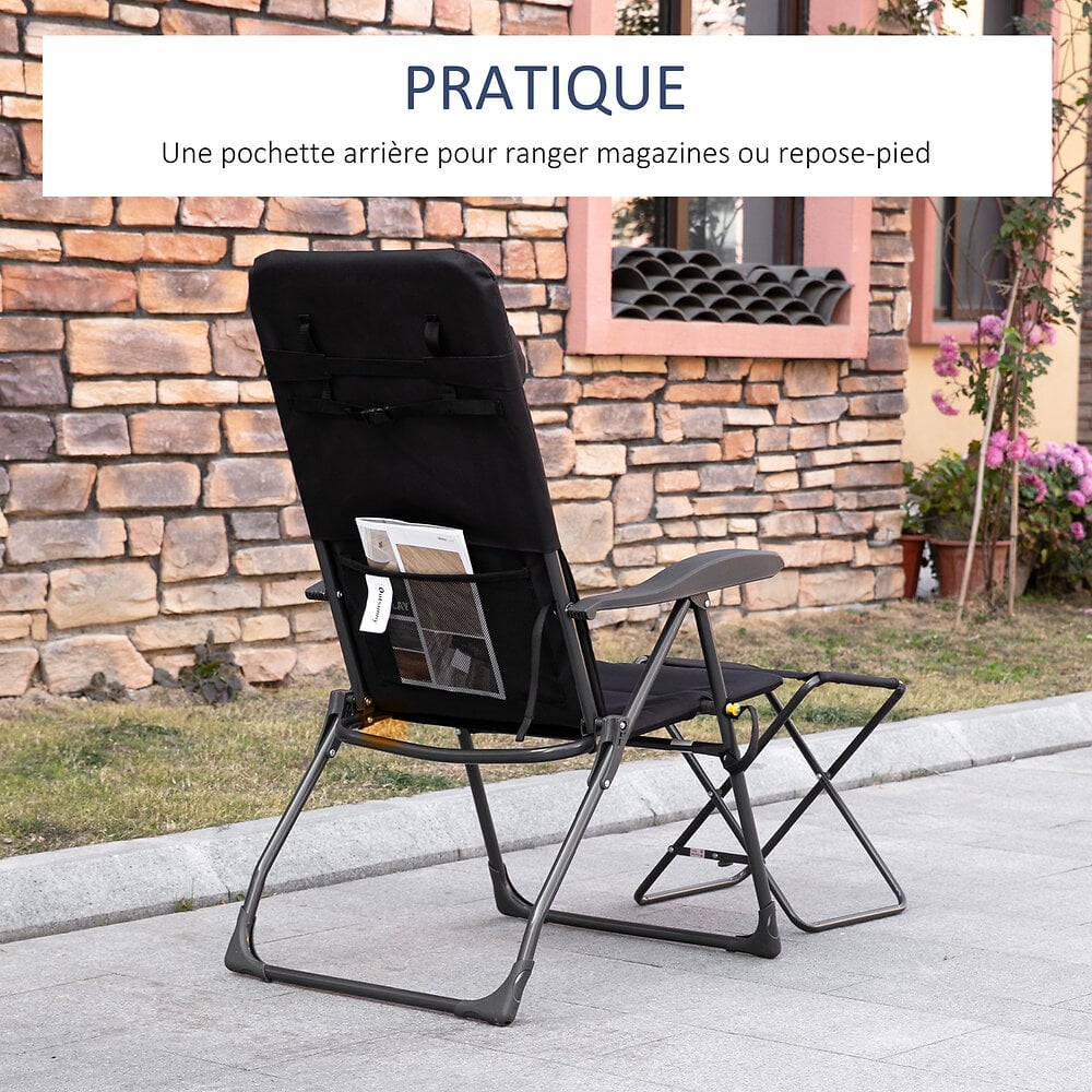 Chaise longue et repose-pied pliables - dossier réglable multi ...