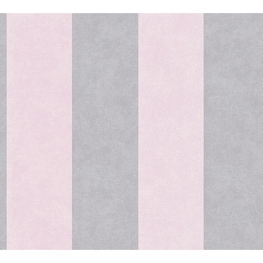 Papier peint expansé sur intissé - Rayure memory gris perle rose ...