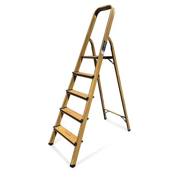 Escabeau ligne elegance en aluminium finition chene 5m KELI | Bricorama