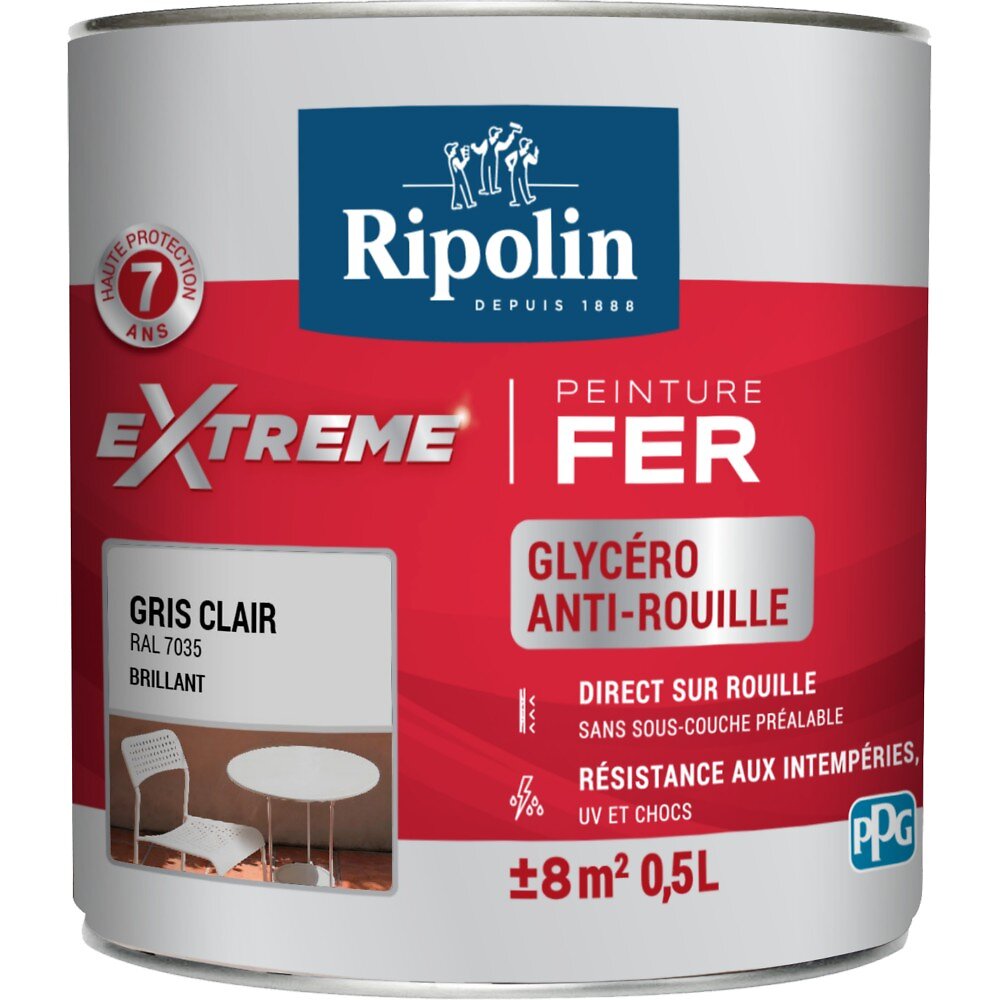 Ripolin ext fer bril gr clair 0.5l | Bricorama