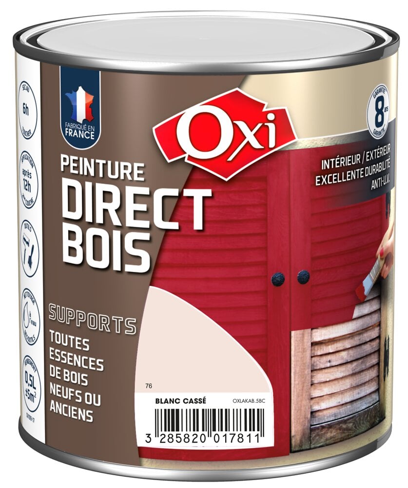 Peinture direct sur bois blanc casse ral 9001 0.5l | Bricomarché