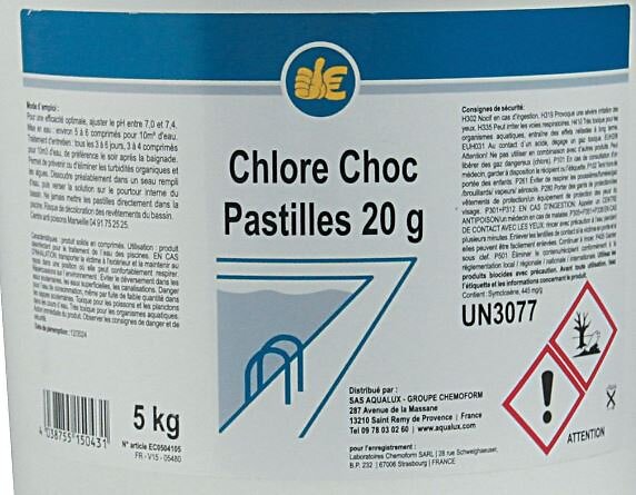 Chlore choc - Effet immédiat - Pastilles de 20g - 5KG | Bricomarché