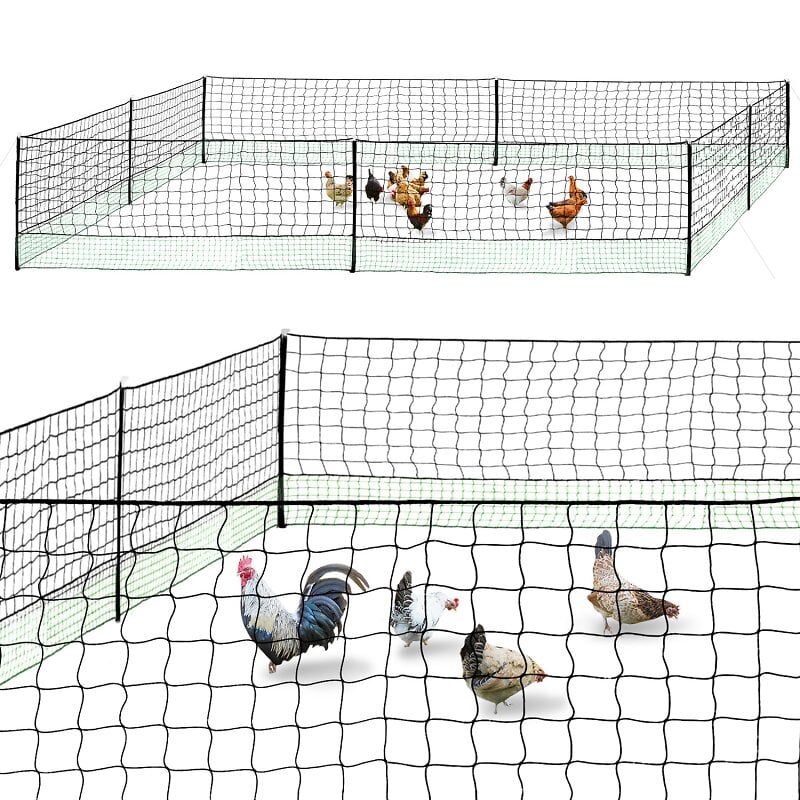 Kit clôture filet à poules 24 M avec porte 9 piquets double pointe ...