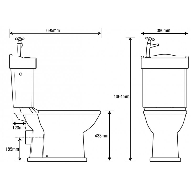 Wc rétro avec lave mains et abattant blanc | Bricomarché