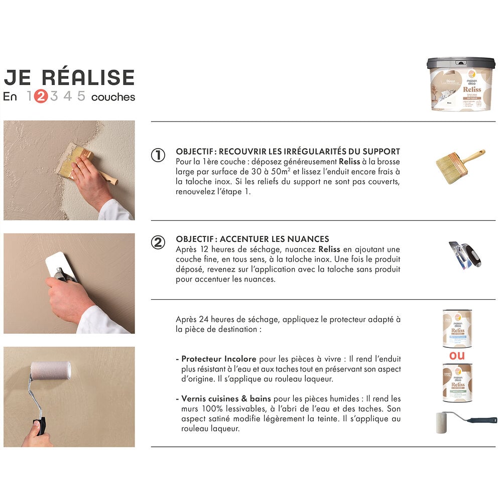 Enduit coloré Reliss - Sable - Mat nuancé - 15kg | Bricomarché