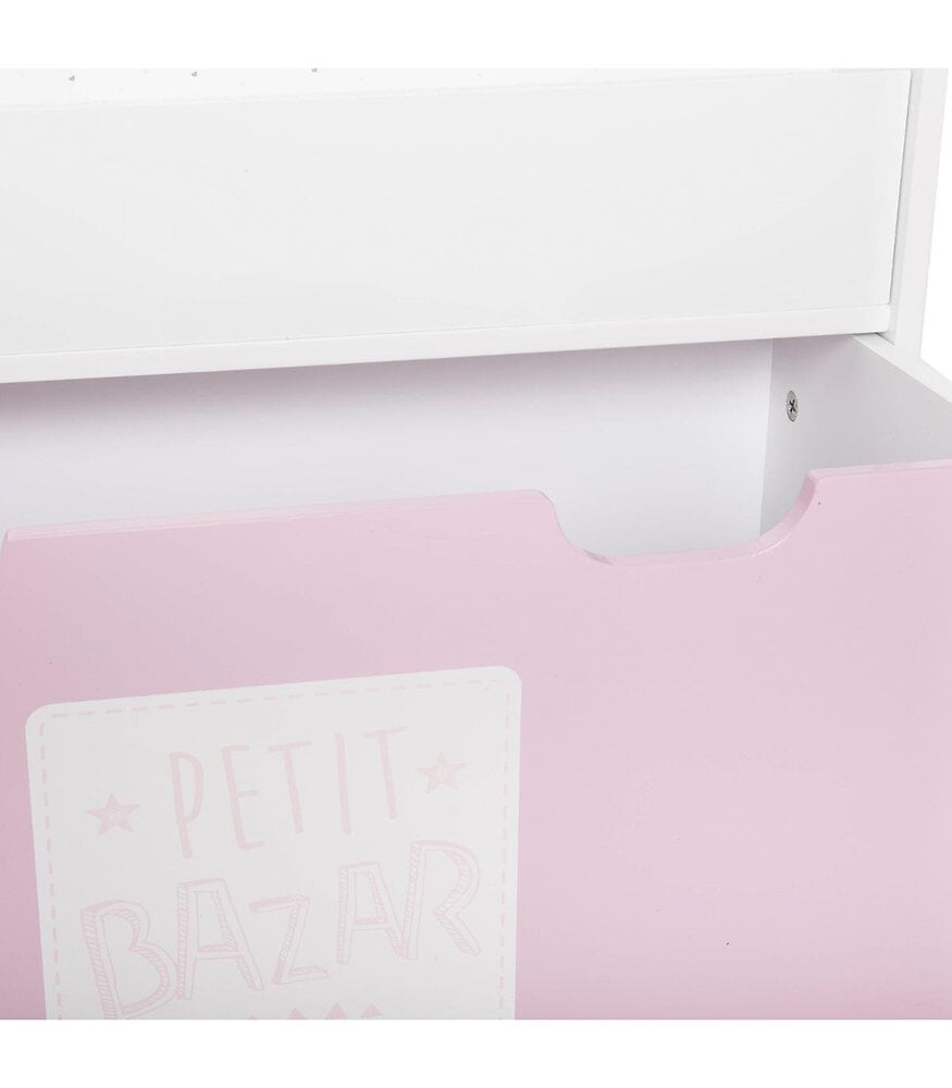 Bibliothèque Enfant blanche & rose avec bac de rangement sur roulette ...