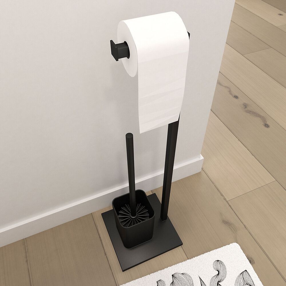 Brosse WC noir mat avec socle - CUBY WC | Bricomarché