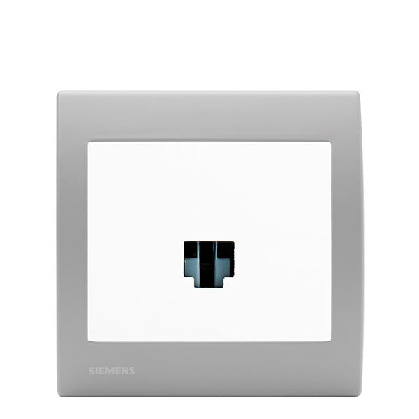 Prise Informatique RJ45 Blanc Delta Iris + Plaque basic Silver SIEMENS ...