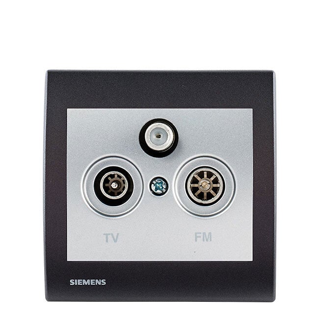 SIEMENS- Prise TV/FM/SAT Silver Delta Iris + Plaque basic Anthracite ...