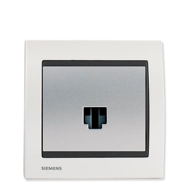 SIEMENS- Prise Informatique RJ45 Silver Delta Iris + Plaque Métal Blanc ...
