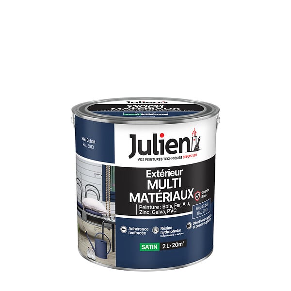 Peinture Extérieure Multi-Materiaux Julien Satin - Bleu Cobalt 2L | Bricomarché