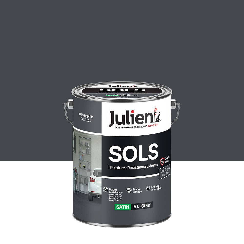 Peinture Sols Extreme Julien Satin - Gris Graphite 5L | Brico Cash