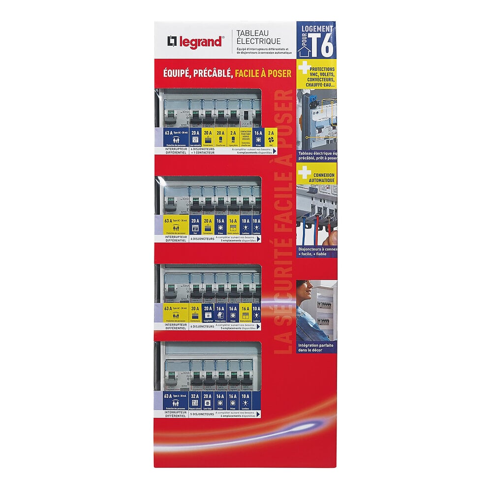 Tableau électrique pré-équipé Evolué - 4 rangées - Logement T6 ...