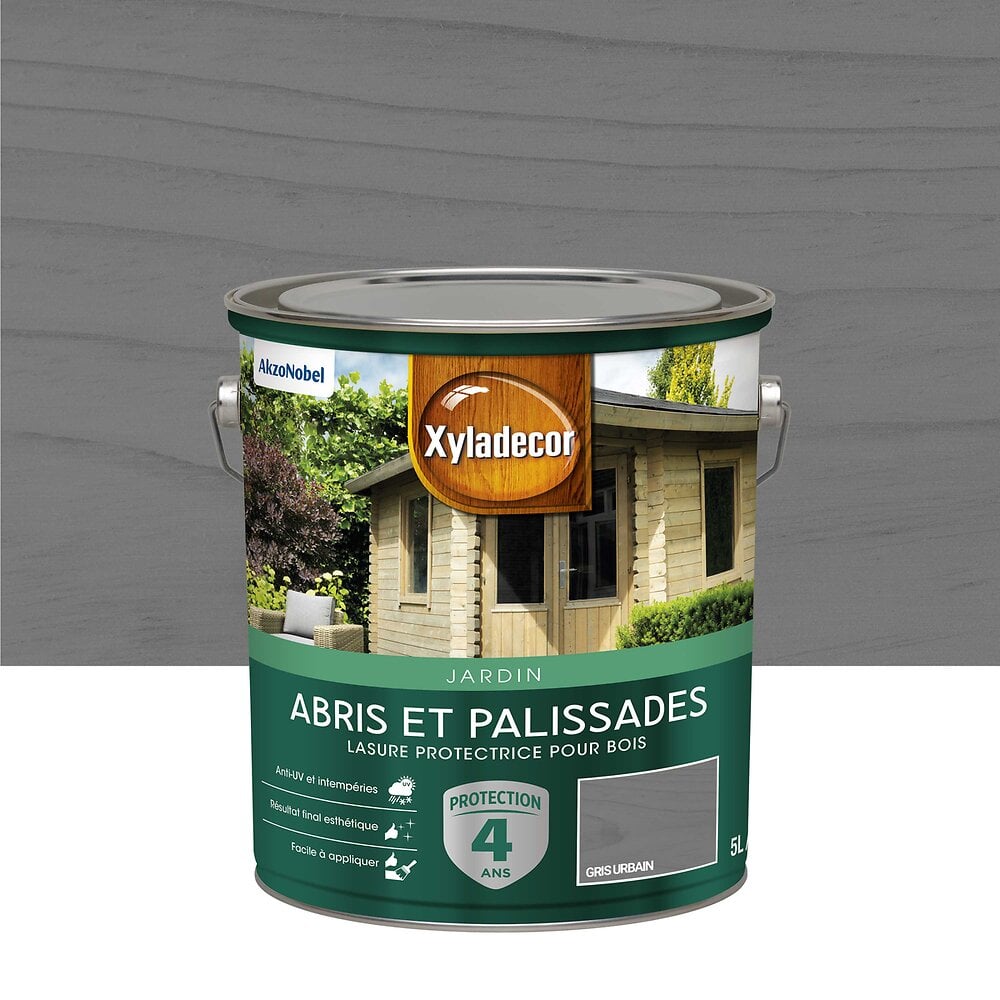 Lasure Bois Exterieur Xyladecor Abris Et Palissades Mat Gris Urbain 5L | Bricomarché