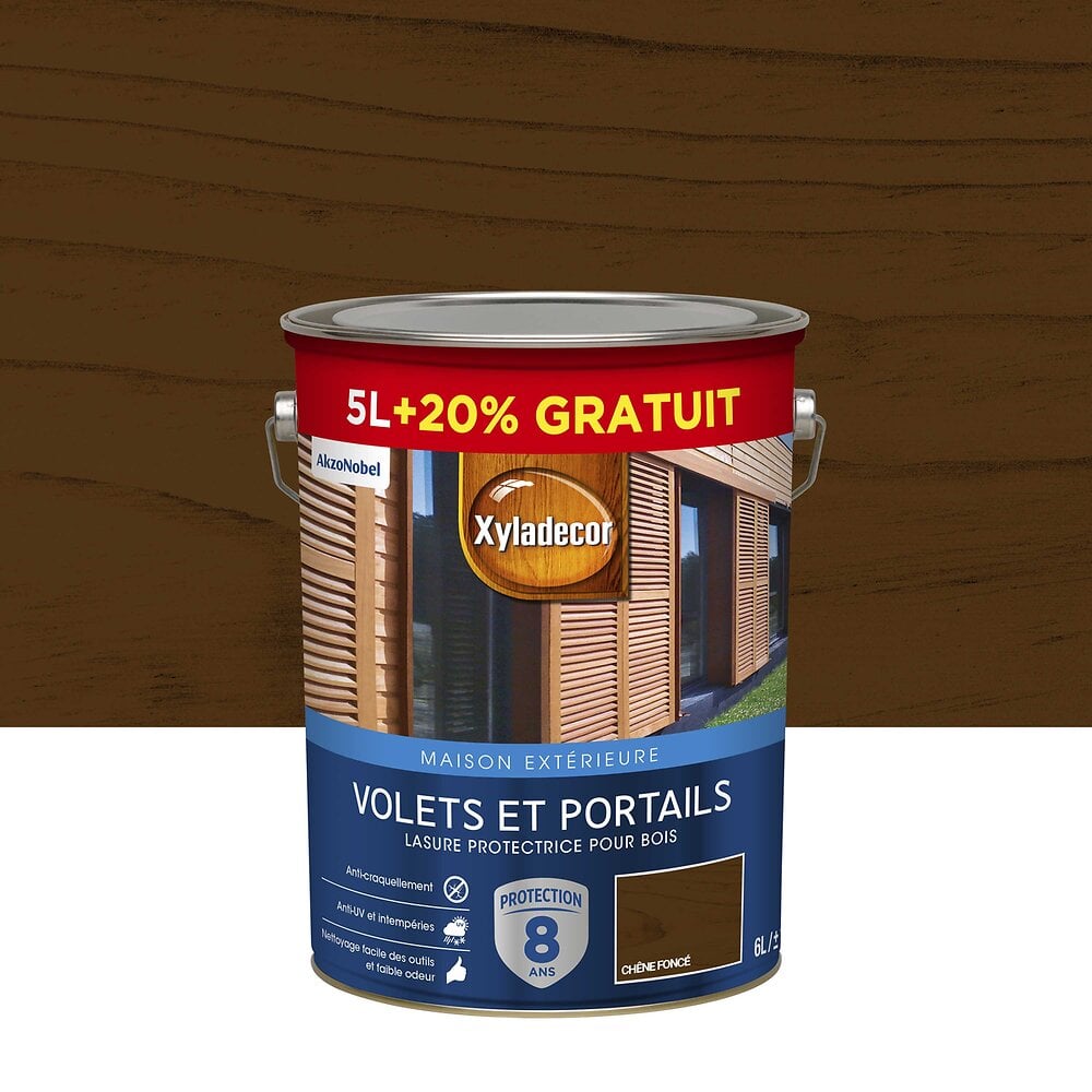 Lasure protectrice - Chêne foncé - Satin - Bois extérieurs - 6L | Bricomarché