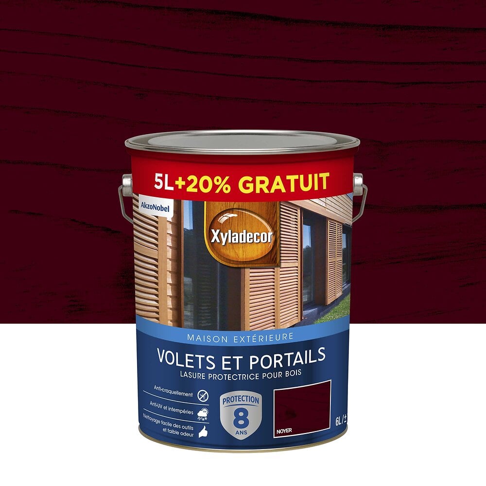 Lasure protectrice - Noyer - Satin - Bois extérieurs - 6L | Bricomarché