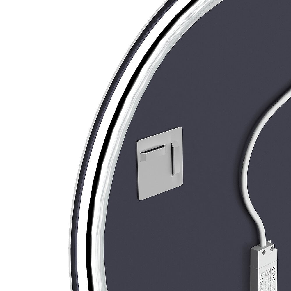 Miroir salle de bain ROND avec éclairage LED et contour noir - Ø50cm ...