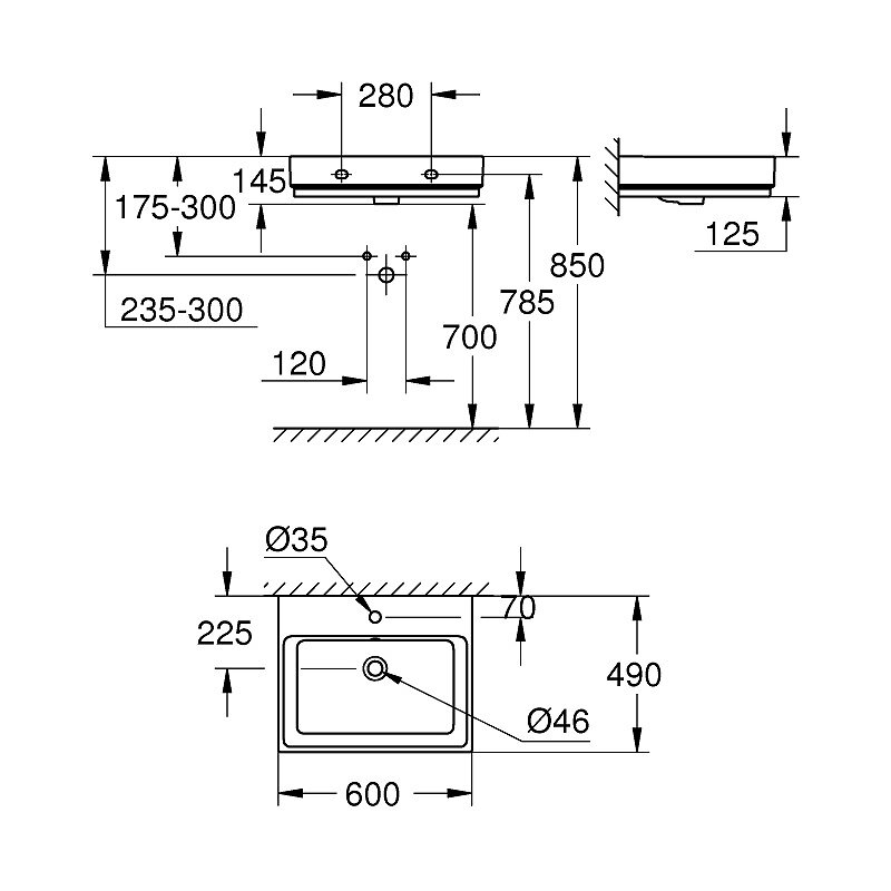 Grohe Cube Ceramic Lavabo, 600x490 mm, PureGuard, blanc alpin (3947300H ...