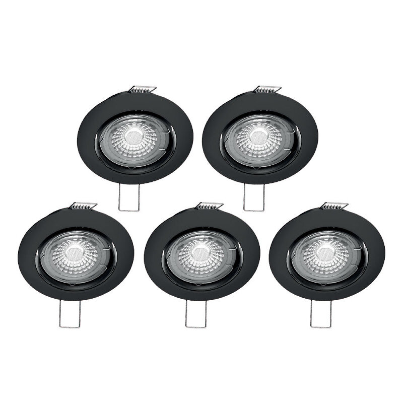Lot De 5 Spots Noirs Encastrables Led Avec Ampoules Incluses Culot