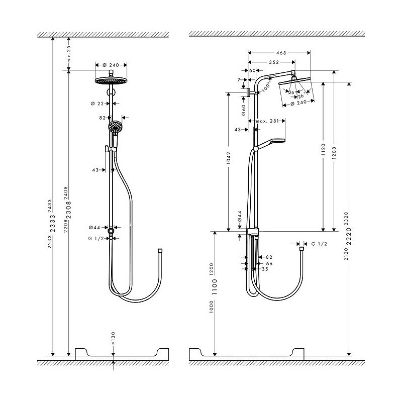 Hansgrohe Set de douche Showerpipe Crometta S 240 1jet Reno EcoSmart ...