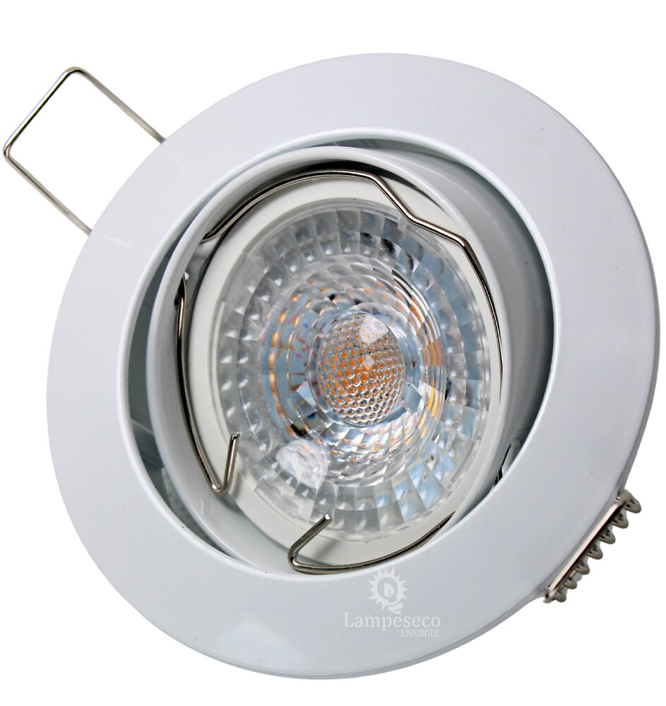 Lot De 12 Spot Led Ronde Blanc Orientable 38° Blanc Chaud Bricomarché