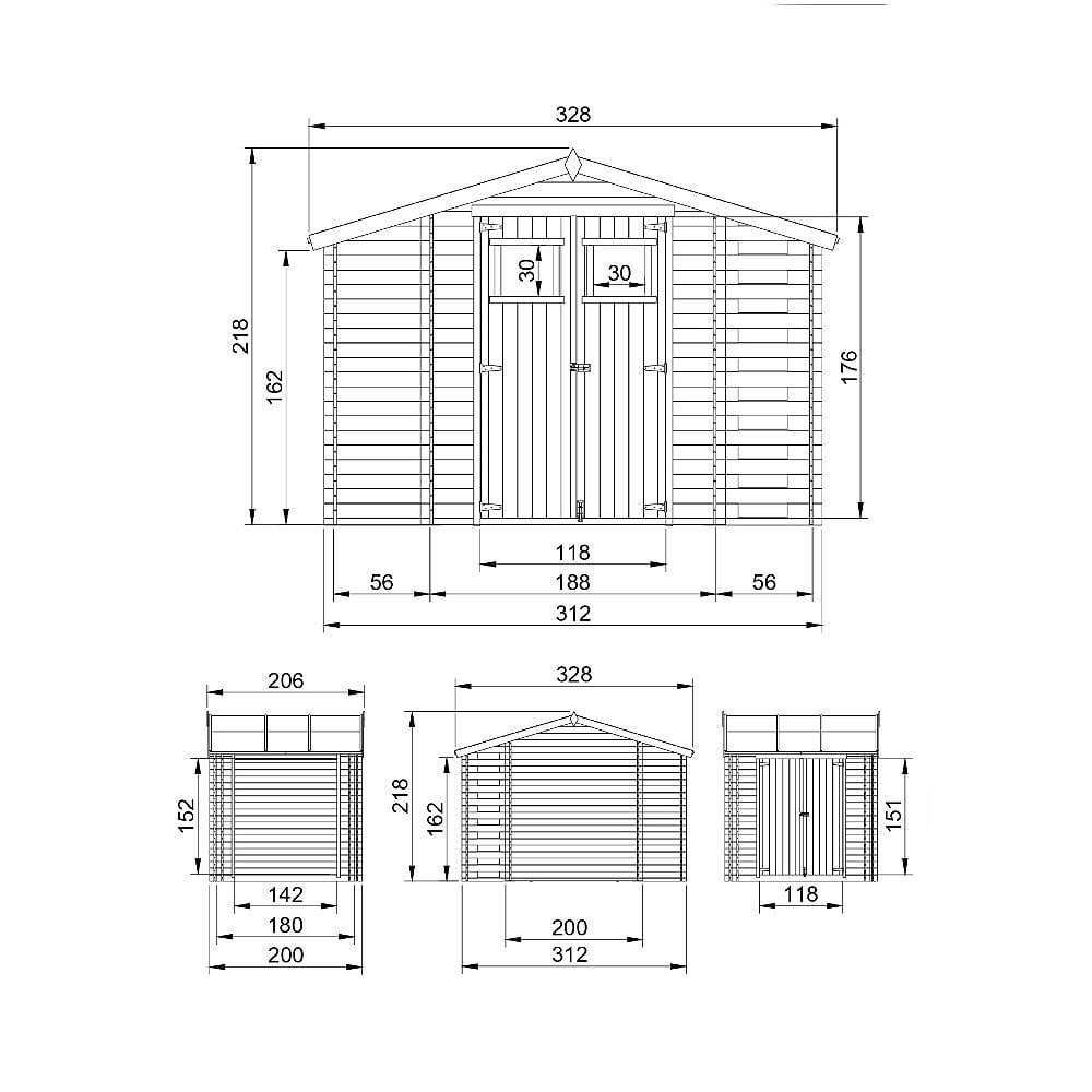 TIMBELA M389+M389G Abri de jardin en bois et range bûches AVEC SOL ...