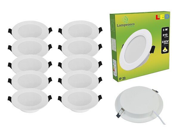 Lot de 20 Spot Encastrable LED Downlight Panel Extra-Plat 3W Blanc Neutre 4500K | Bricomarché