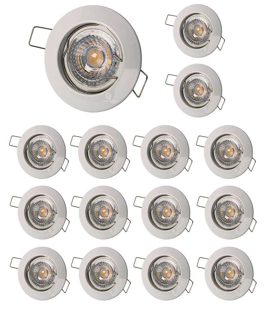 Lot De 15 Spot Encastrable Fixe Led Blanc 230v Blanc Neutre Angle 38