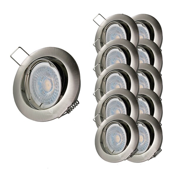 Lot De 10 Spot Encastrable Alu Brosse Orientable Led 230v 7w Blanc