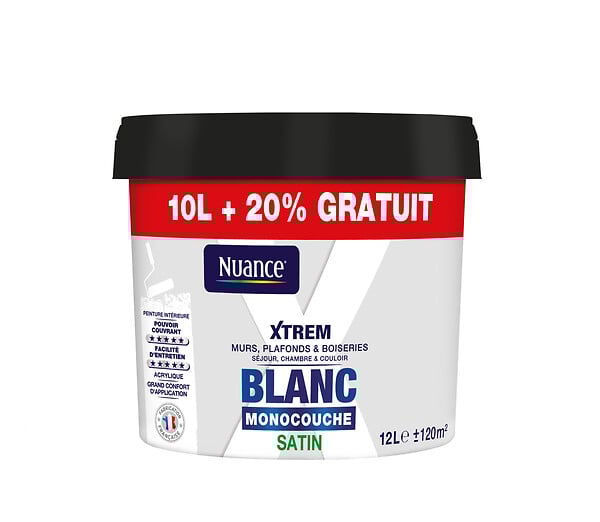 Peinture XTREM - Monocouche - Blanc - Satin - 12L NUANCE | Bricomarché