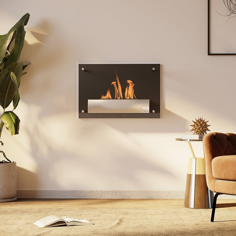 Cheminée bioéthanol murale design contemporain bruleur 1,5 L ...