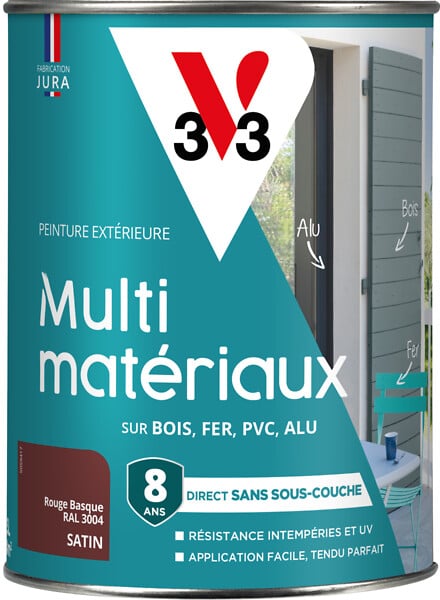 Peinture multi-materiaux DP - Rouge basque - Satin - 1,5L V33 PEINTURE ...