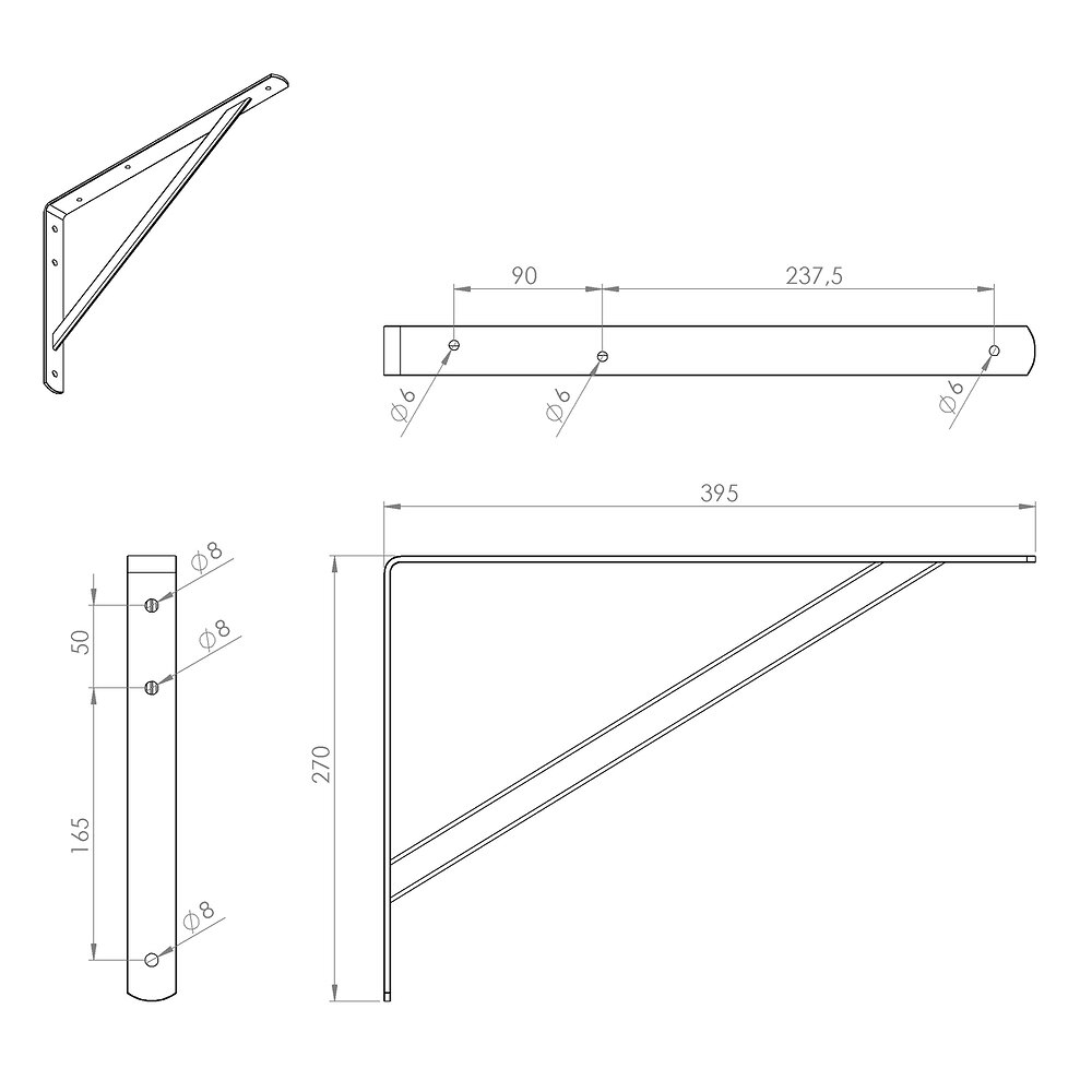 Equerre murale renforcée CIME acier zingué H.270 P395mm | Bricorama