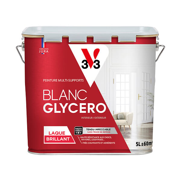 Peinture glycero - Blanc brillant - 5L V33 PEINTURE | Bricomarché