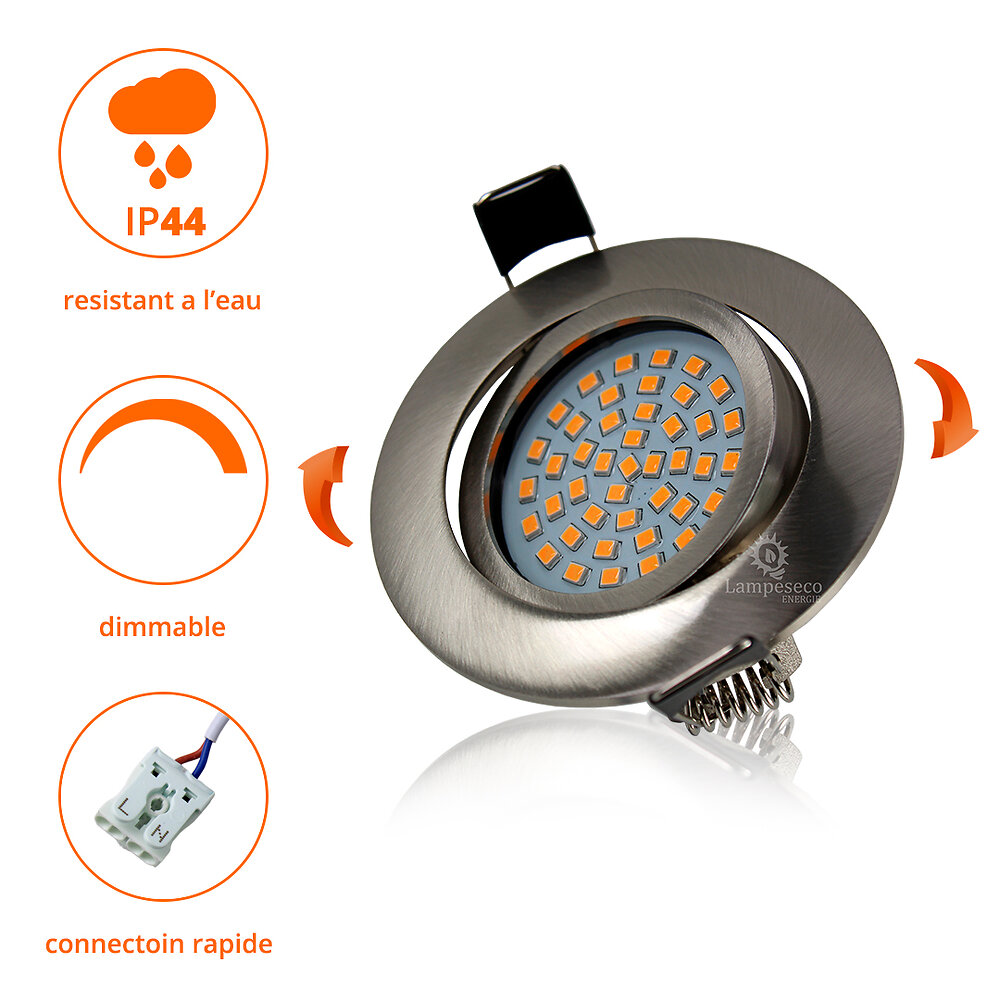 10 Spot Led Encastrable Extra Plat Dimmable Orientable Salle De Bain