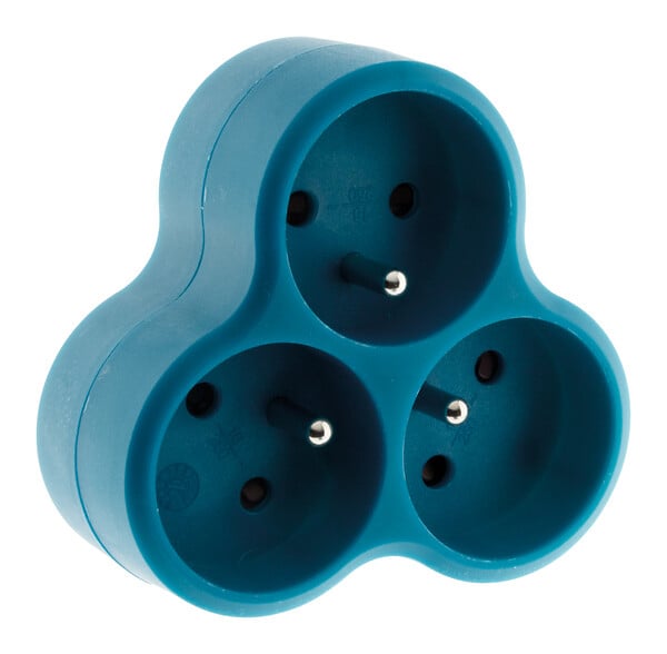 Triplite en Triangle ZENITECH 3 Prises 2P+T 16A en Façade Bleu | Bricorama