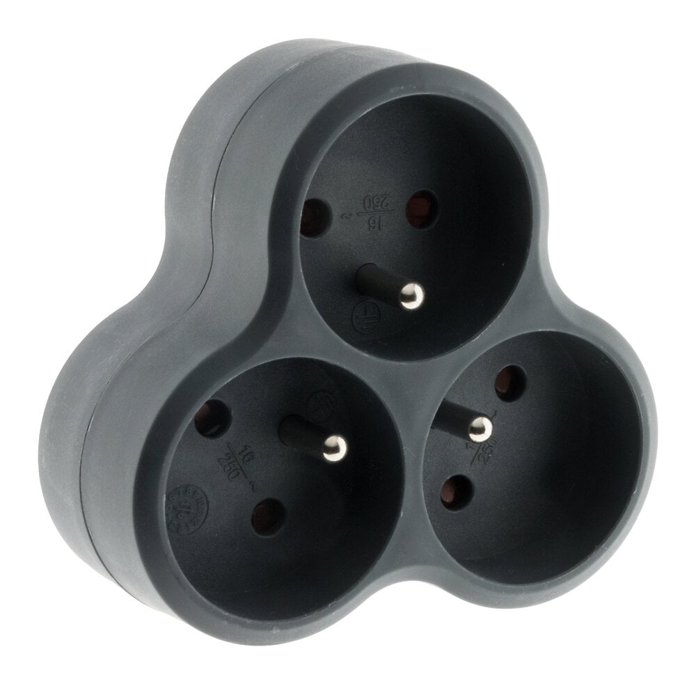 Triplite en Triangle ZENITECH 3 Prises 2P+T 16A en Façade Gris | Bricorama