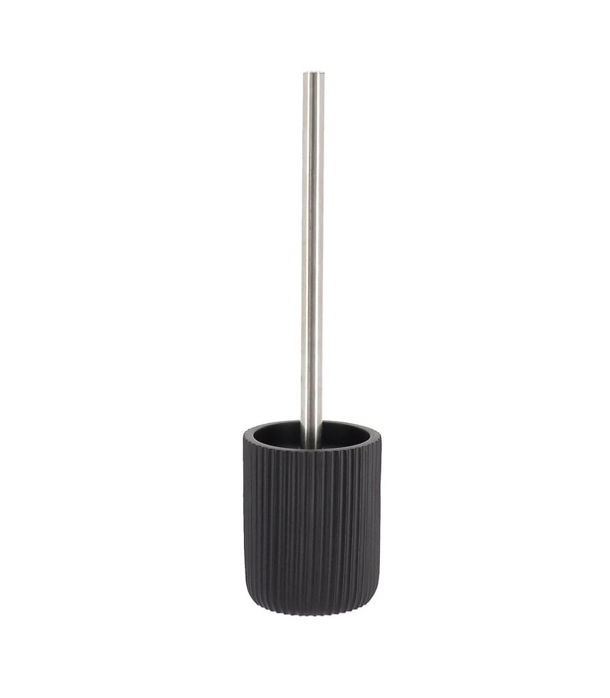 Brosse WC avec support en résine striée Noir mat | Bricomarché