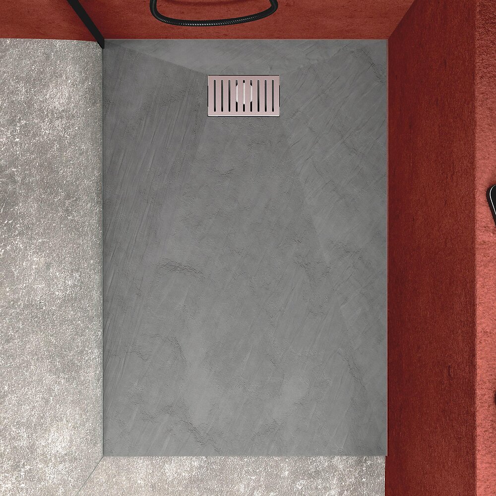 Pack Receveur Gris Effet Pierre 140x90 cm et Grille décor Linéaire en ...